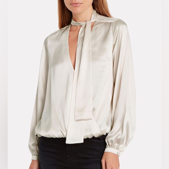 INTERMIX | Tops | Nwt Intermix Cadence Ivory Silk Charmeuse Tie Neck ...